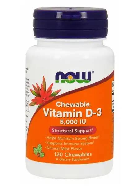 Now Vitamin D3 5000 IU Mint CHEWABLE, 120 таб. — купить по низкой цене