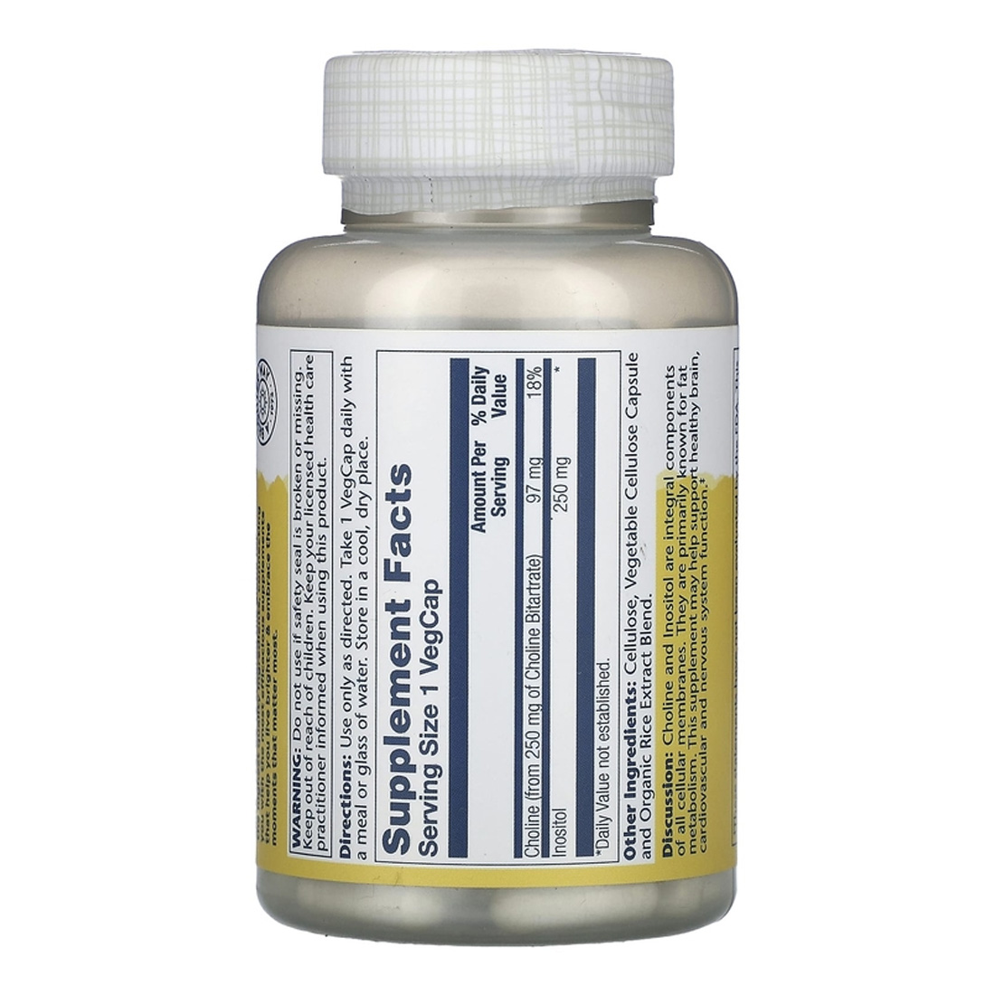 Solaray Choline & Inositol 250мг, 100 капс. — купить по низкой цене